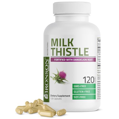 Bronson Milk Thistle Silymarin Marianum & Dandelion Root Liver Health ...