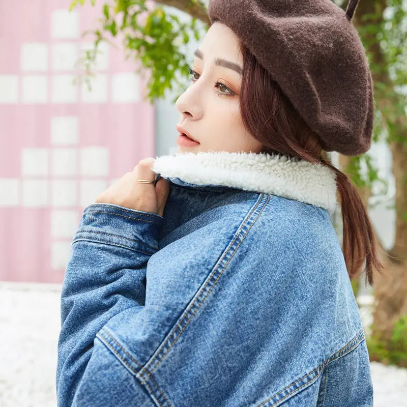 Women's Winter Denim Jacket with Fleece Lining – Joy Global Inc(1)